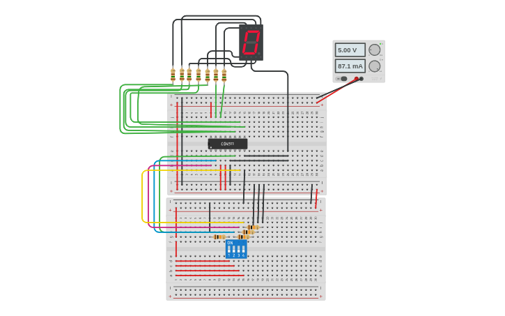 Circuit design Decodificador BCD-5421 - Tinkercad Circuit design Decodificador BCD-5421 - Tinkercad