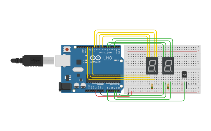 Circuit design Tmp36_Display - Tinkercad