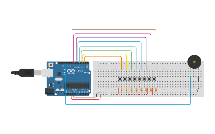 Circuit design Anteprojeto - Piano com Arduino | Tinkercad