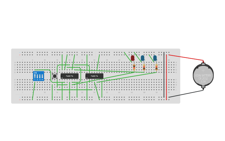 Circuit design SIPO Shift Register - Tinkercad