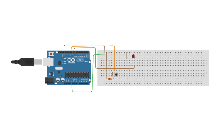 Circuit design butonla led yakma - Tinkercad