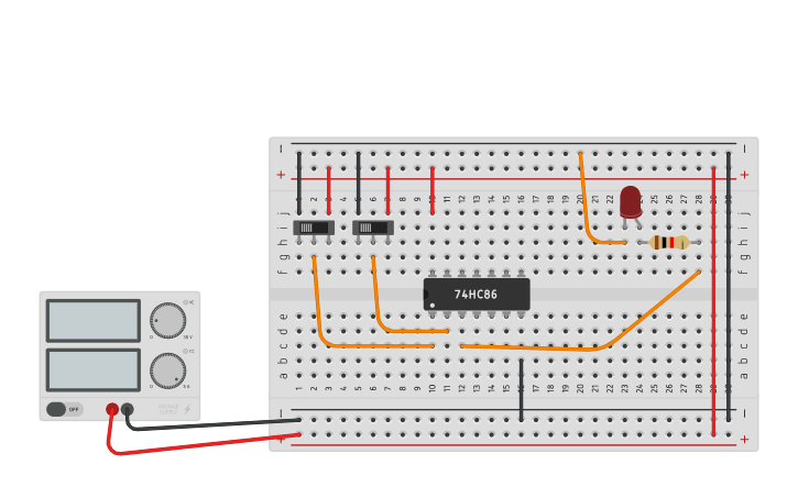 Circuit design EXOR GATE - Tinkercad