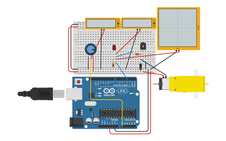Circuit design IPEE-Leitura Analógica e Escrita PWM para acionar Motor DC - Tinkercad