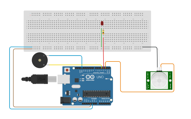 Circuit design Motion Sensor - Tinkercad