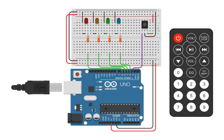 Circuit design IR uzaktan kumanda - Tinkercad
