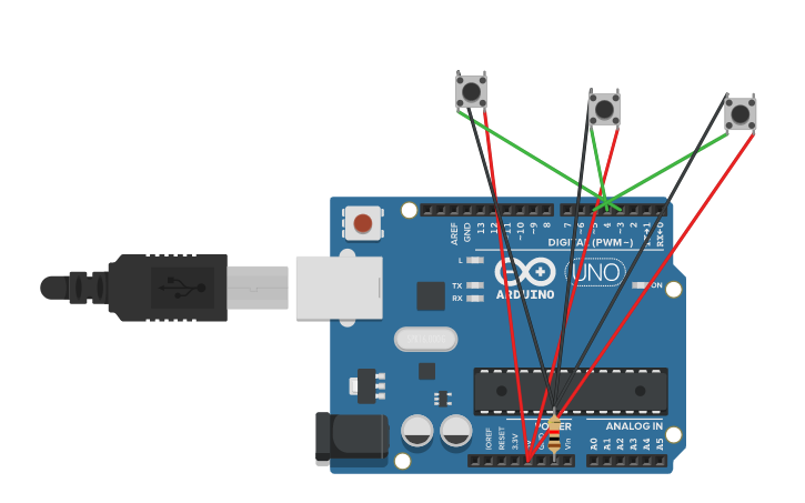 Circuit design Rock paper scissors - Tinkercad