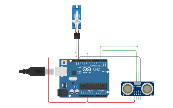 Circuit design Smart Dusbin - Tinkercad