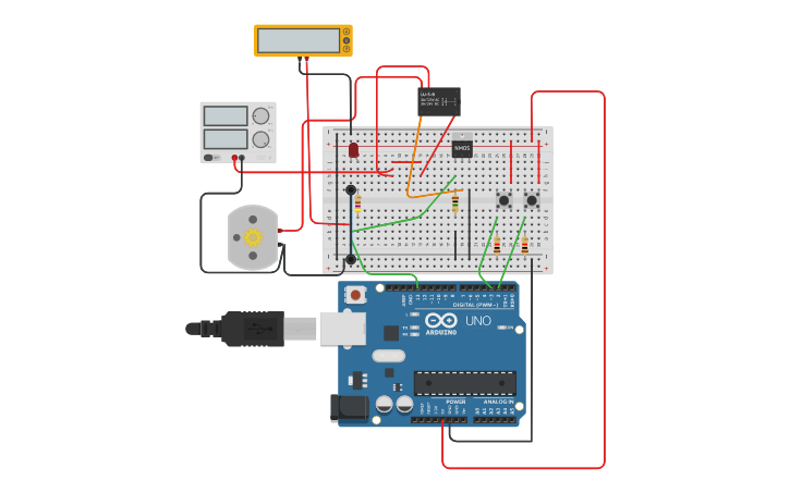 Circuit design Partida direta do motor | Tinkercad