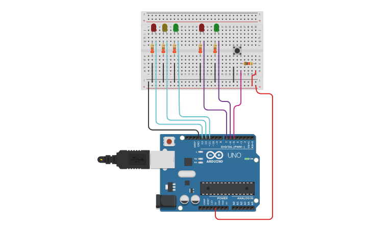 Circuit design Atividade - Semáforo Inteligente | Tinkercad