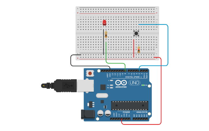 Circuit design If/else statement - LED control (Variant 1) - Tinkercad
