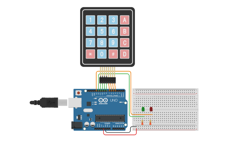 Circuit design P2 Control Keypad 4x4 - Tinkercad