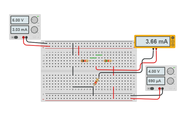 Circuit design Circuito 1- Ir2 con ambas fuentes | Tinkercad