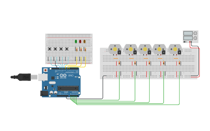 Circuit design Tea and Coffee Machine System - Tinkercad