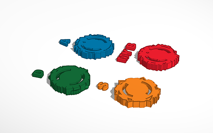 3D design Four bey types - Tinkercad