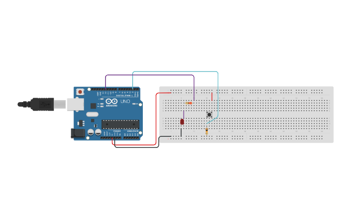 Circuit design PULL-DOWN LED SWITCH EXAMPLE | Tinkercad