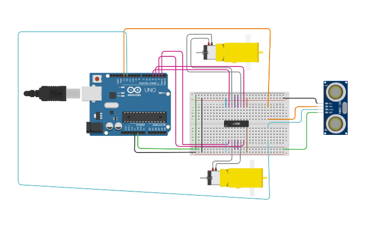 Circuit design obstacle avoidance robot - Tinkercad