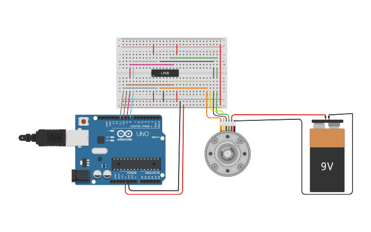 Circuit design Stepper Motor wiring - Tinkercad