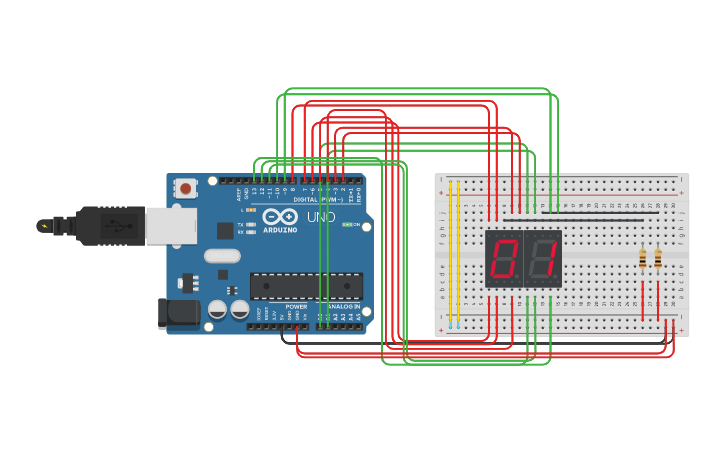 Circuit design 2-7segment - Tinkercad