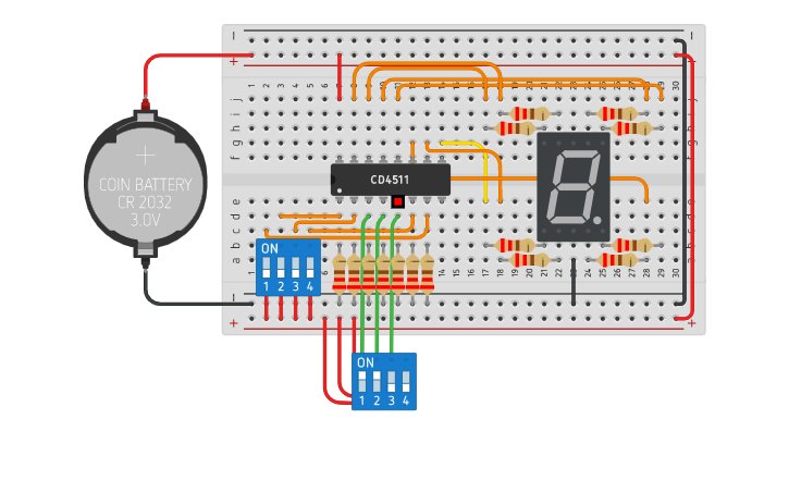 Circuit Design Display 7 Segmentos Tinkercad