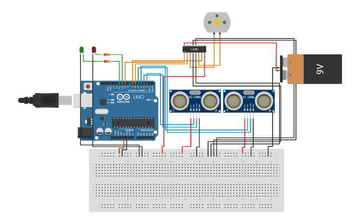 Circuit design Smart Drawbridge System - Tinkercad
