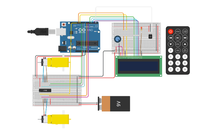 Circuit Design Projeto Controlar Dois Motores Dc Por Ir Tinkercad