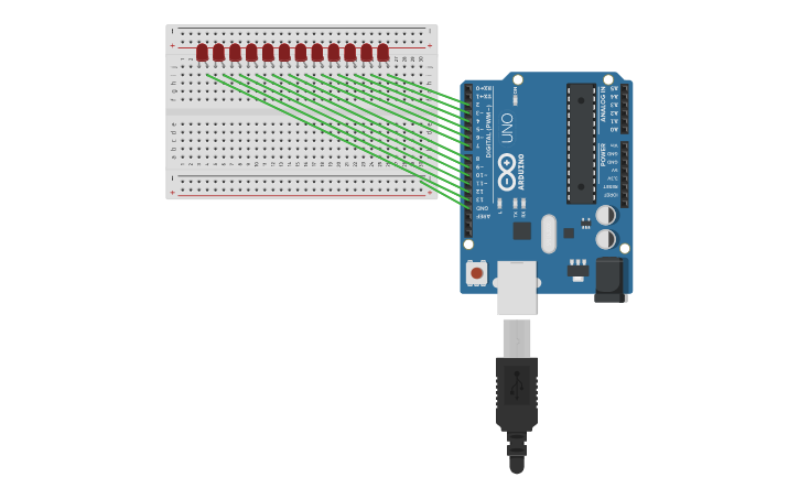 Circuit design knight rider simulation | Tinkercad