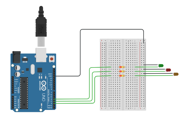 Circuit design Traffic Light | Tinkercad