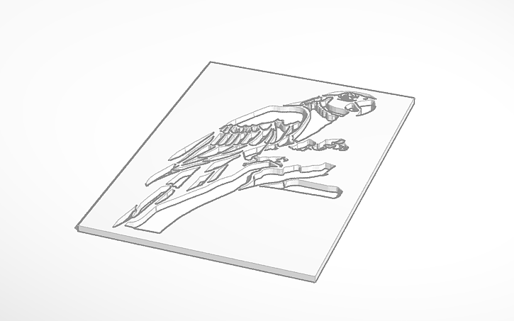 3D design parrot on branch paint stencil - Tinkercad