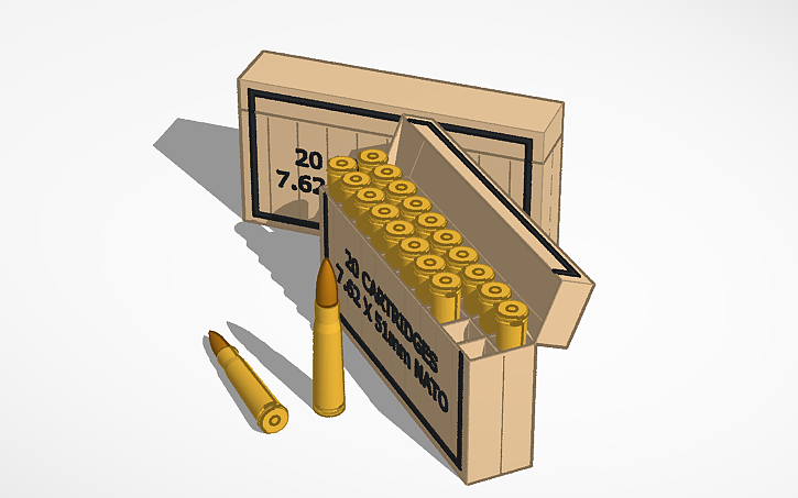 3D design Cartridge 7.62 x 51 NATO M80 Ball - Tinkercad