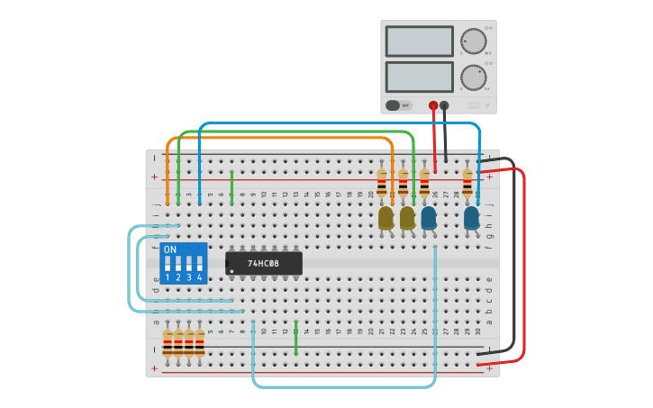 Circuit design Circet design AND GATE 74HC08 | Tinkercad