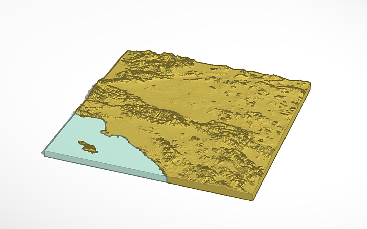 3D design Los Angeles Terrain Map - Tinkercad