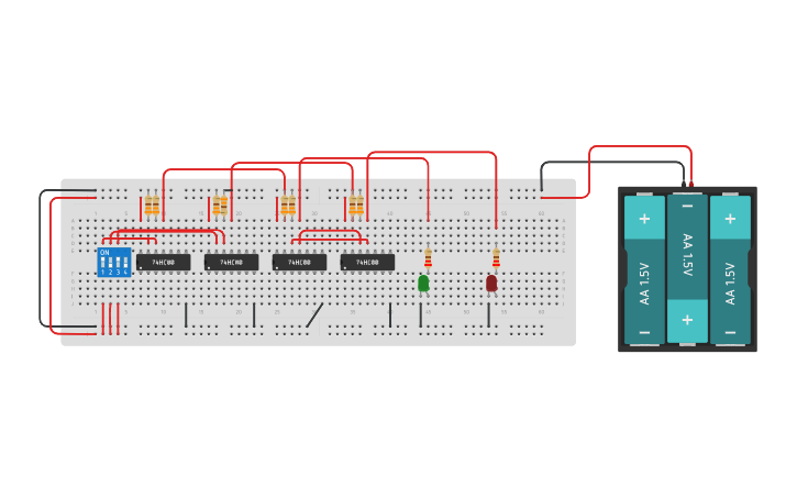 Circuit design RS Nand Flip-FLop - Tinkercad