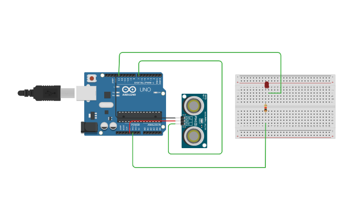 Circuit design Ultrasonic sensor | Tinkercad
