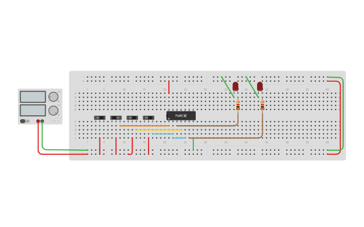 Circuit design 4-2 encoder - Tinkercad