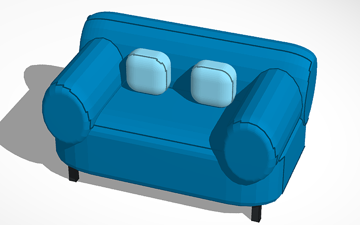 3D design blue couch | Tinkercad