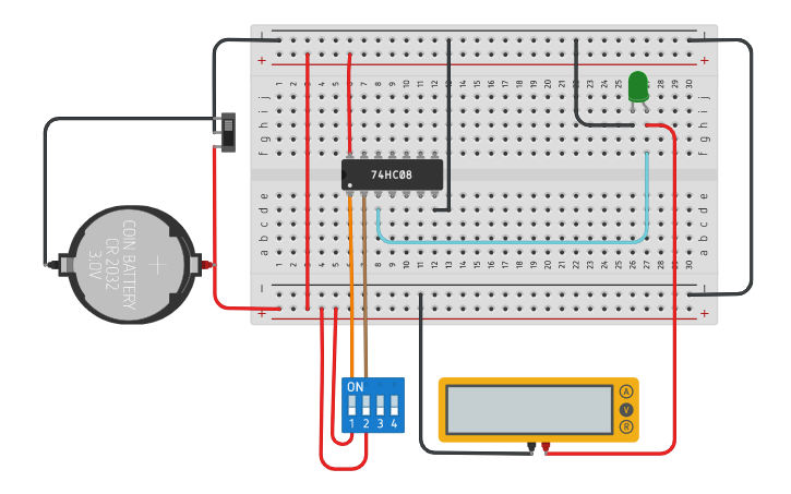 Circuit design Exemplo 01 - Porta And - Entrada DIP Switch - Tinkercad