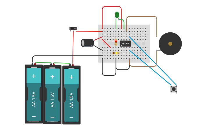 Circuit design ATTiny Water Alarm | Tinkercad