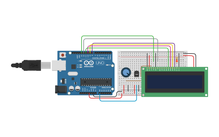 Circuit design Capteur Température - Tinkercad