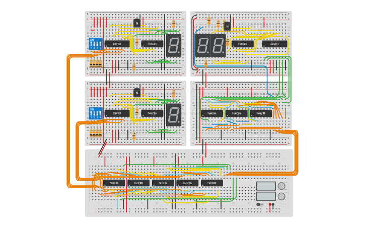 Circuit design Decimal adder | Tinkercad