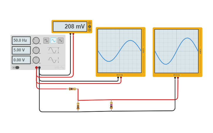 Circuit design Tensioni e correnti in alternata - Tinkercad