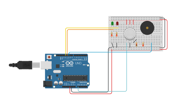 Circuit design GAS SENSOR - Tinkercad
