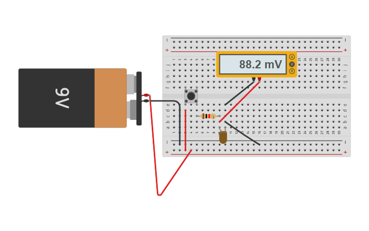 Circuit design LED -Pilha | Tinkercad