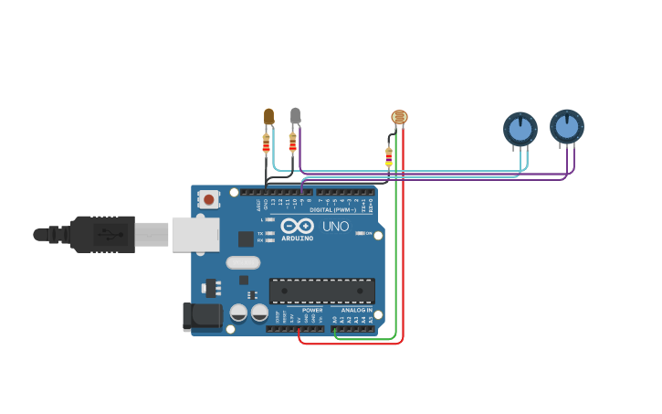 Circuit design Ambient Light Controller - Tinkercad