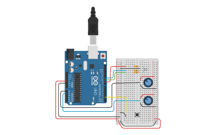 Circuit design RGB Joystick Exercise - Tinkercad