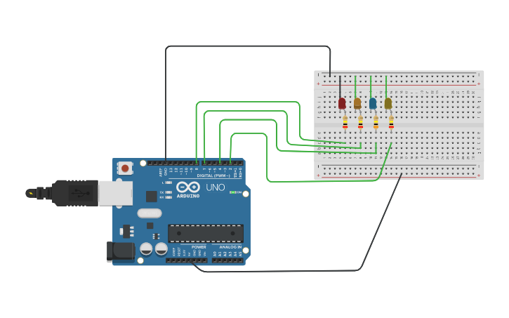 Circuit design LED EN SERIE - Tinkercad