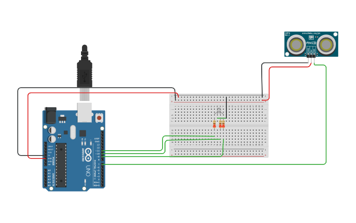 Circuit Design Ultrasonic Sensor Tinkercad