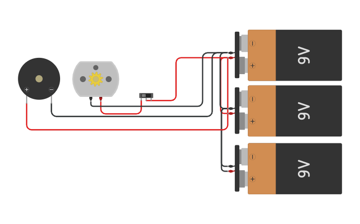 Circuit design 3 Battery-Parallel Buzzer with Switch & Piezo - Tinkercad