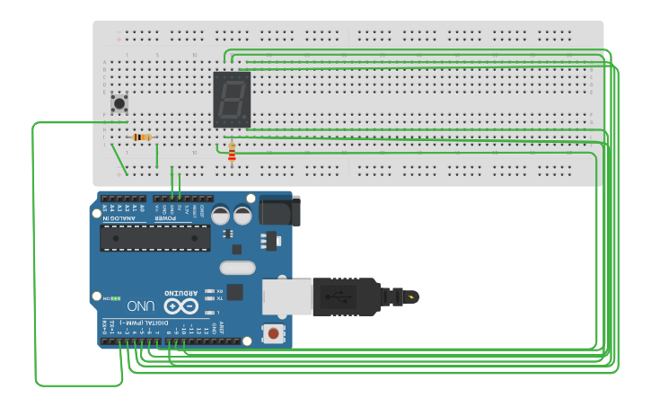 Circuit Design Display 7 Segmentos Tinkercad