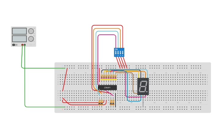 Circuit design 7 segmenti | Tinkercad