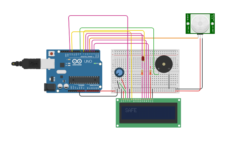 Circuit Design Theft Alarm Tinkercad